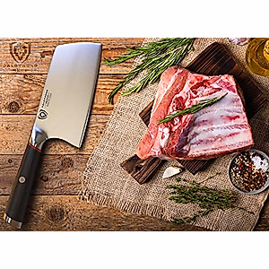 DALSTRONG Meat Cleaver Knife - 7 inch - Phantom Series - Premium Japanese High-Carbon AUS-8 Steel - Razor Sharp - Spanish Pakkawood Handle Kitchen Knife - Meat Cutting, Carving, Bone - Sheath Included