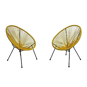 Kingmys Acapulco Woven Lounge Chair for Indoor and Outdoor Use (2PC Yellow)