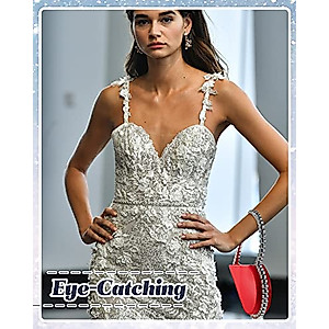 2 Pcs Evening Clutch Bag Mini Heart Shape Purse Rhinestone Diamond Clutch Wedding Party Purse Handbag for Women