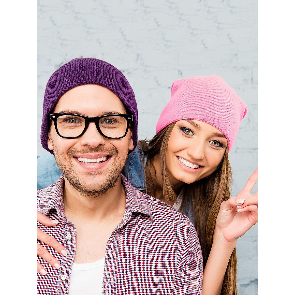 Zhanmai 12 Pieces Knit Hat Beanie Hats Warm Cozy Knitted Cuffed Skull Cap for Adults Kids (Multicolor)