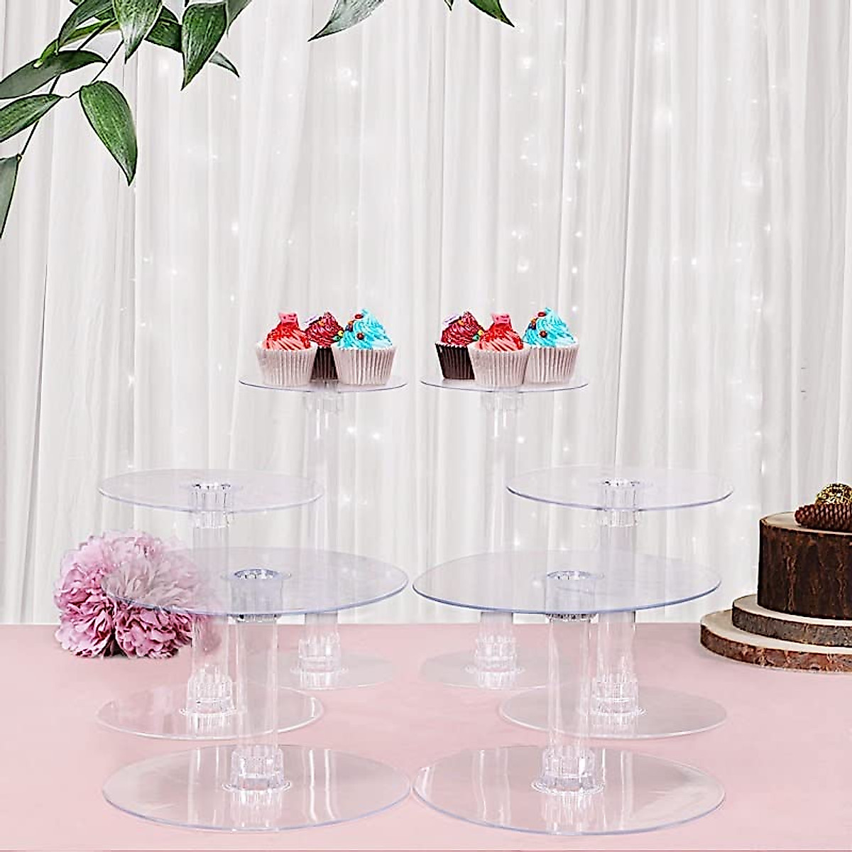 BalsaCircle 7 Tiers Clear Round Crystal Acrylic Cupcake Stand - Tiered Dessert Food Display Serving Tower Birthday Party Wedding