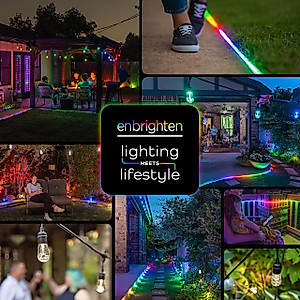 Enbrighten LED Ground Lights, 6 Path Lights, 50ft, Color Changing, Remote Control, Outdoor Path Lighting, 41012