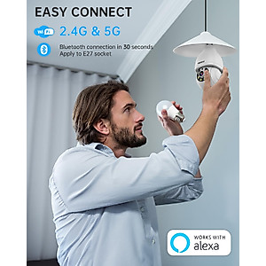 WESECUU Light Bulb Security Camera, 2.4G/5G WiFi Security Cameras Wireless Outdoor Indoor for Home Security, 2-Way Talk, Human Detection, Color Night Vision, Compatible with Alexa