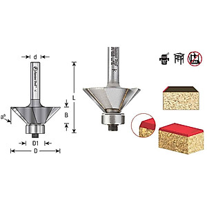 Amana Tool - 47302 Carbide Tipped Bevel Laminate Trim 7 Deg x 3/4 Dia x 7/16 x 1/4" Sh