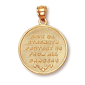 10k Gold Saint Michael Medal Protection Charm Pendant (White-and-yellow-gold)