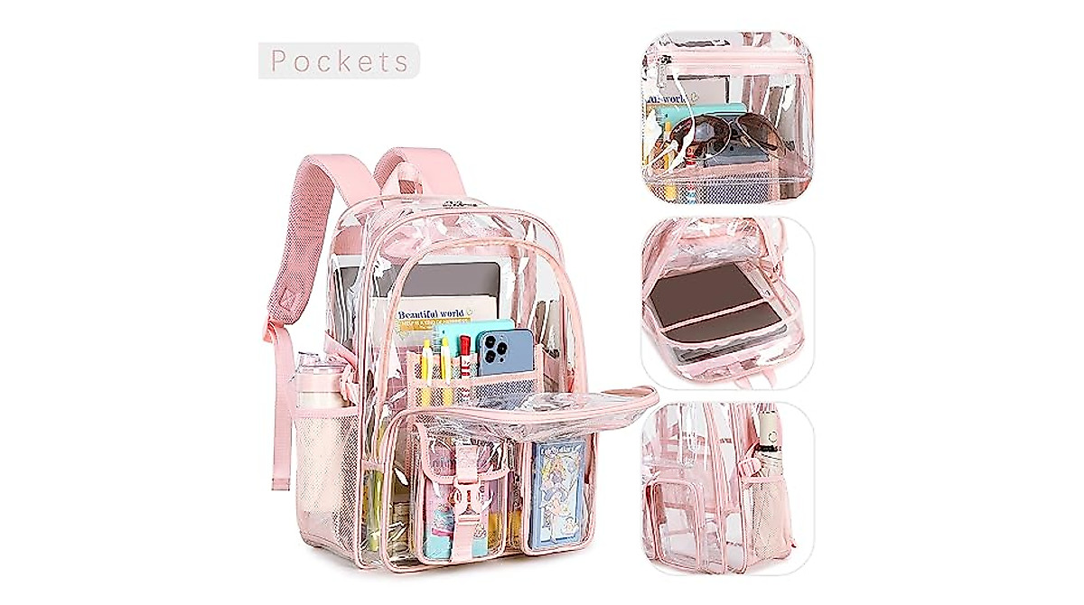 Abshoo Large Clear Backpack - Stylish & Durable Pink Bag