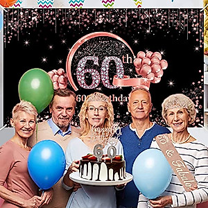 60th Birthday Decorations Women, Including 60th Birthday Crown/Tiara, Sash, Cake Topper and Candles, 60th Birthday Gifts for women