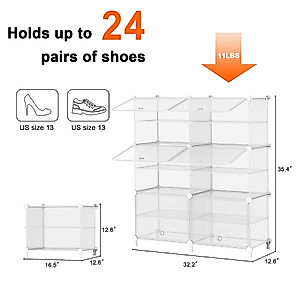 AWTATOS Shoe Rack, 6 Tier Shoe Storage Cabinet with Door, 24 Pair Shoe Organizer Shelves for Closet Hallway Bedroom Entryway, Transparent Twill