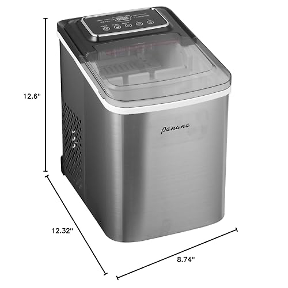 Panana Smart Countertop Ice Makers,Automatic Clean,Portable Ice Maker 9 Cubes Ready in 7-10min,26lbs/24H,for Home Kitchen Party Camping,Silver