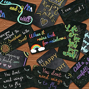 SpringFlower 100 Pack Motivational Quote Cards-Positive Affirmation, Encouragement, Inspirational and Kindness note cards For Kids' Lunch Box-Chalkboard Design(Business Card Size and Blank Back)