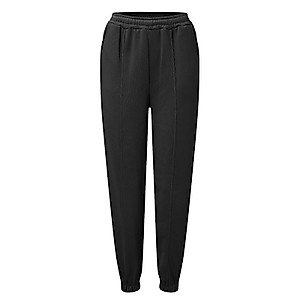 Women's Cinch Bottom Sweatpants Pockets High Waist Spory Gym Athletic Fit Jogger Pants Lounge Elastic Waist Stretchy Trousers