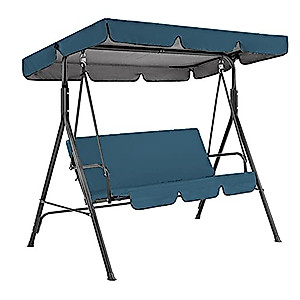 Waterproof Outdoor Swing Cushions Replacement Set Swing Cushion Cover, Including Canopy, Swing Replacement Canopy 3 Seater for Patio Garden and Yard
