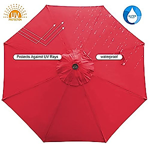 Sundale Outdoor 10FT Patio Umbrella Market Umbrella with Push Button Tilt, Polyester Table Umbrella for Patio, Garden, Deck, Backyard, Pool (Red)