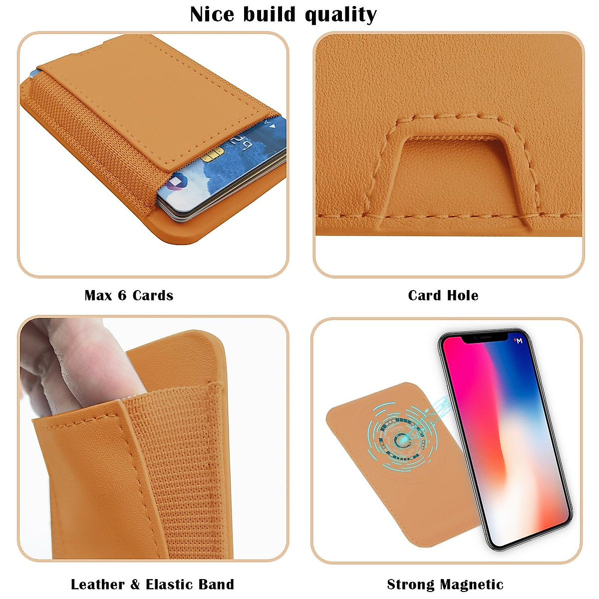 Rxuiael Stretchy Magsafe Wallet for iPhone 12 & 13 & 14 & 15 Series Magnetic Wallet Card Holder Apple Wallet for Women Men,Fit 6 Cards (Yellow)