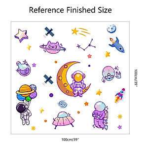 Astronaut Wall Stickers,Outer Space Stars Wall Decals, DIY Removable Large Wall Art Decoration,Peel and Stick, for Kids Baby Boys Girls Playroom Bedroom Decor