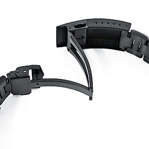 22mm DLC Black Watch Band compatible with Seiko 5 SRPD51, Super-O Boyer 316L SS