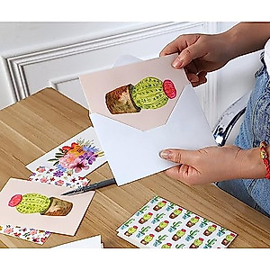 48-Pack All Occasions Cards with Envelopes, 6 Watercolor Floral Peacock Feather Designs, Blank Insides for Anytime, Birthdays, Wedding, 4x6