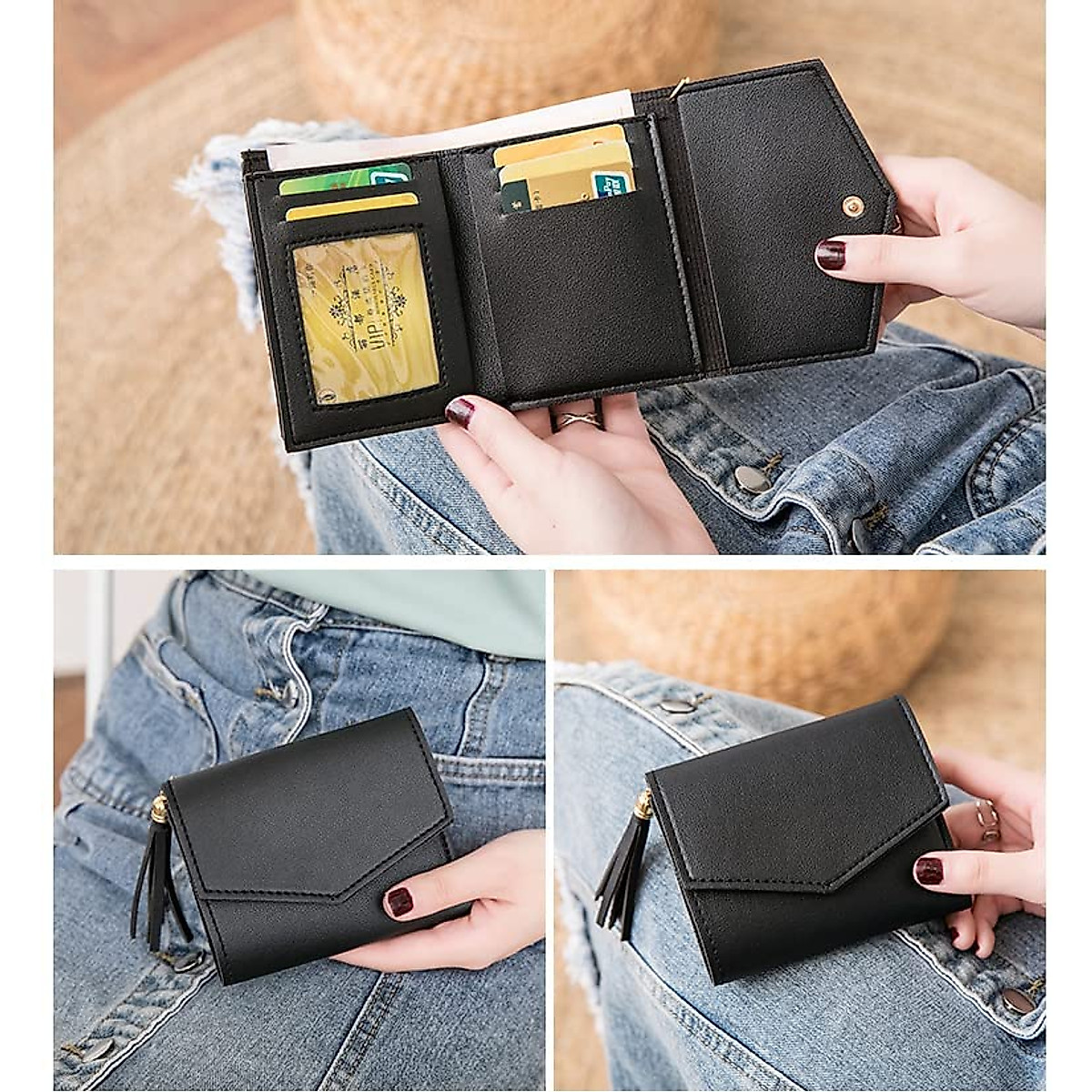 RFID Card Holder Wallet for Women Slim Wallets Bifold Multi Card Case Zipper Coin Purse