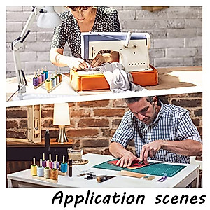 PH PandaHall Wood Thread Rack, 8 Spools Small Sewing Embroidery Thread Cone Holder 5.5x4.5x4.1" Spools Organizer Sewing Thread Stand for Quilting Lover Hair-braiding Work, Diameter 8mm Sticks, Wheat