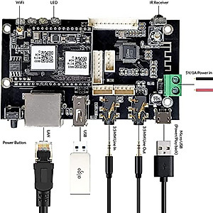 Arylic Up2stream Pro V3 WiFi & Bluetooth Audio Preamplifier Board, Wireless multiroom/multizone Home Stereo HiFi Music Receiver Circuit Module with AirPlay,Spotify.Remote Control for DIY Speakers