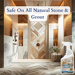 Natural Stone and Grout Penetrating Shower Sealer. Marble, Granite Travertine, Limestone. Protects Making Them Easy to Clean. Works Also on Grout in Tile, Ceramic, and Porcelain. 32oz.