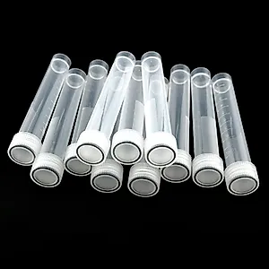 ZZHXSM 12pcs 10mL Plastic Test Tubes Small Vials with Screw Caps Sample Tubes for Lab Laboratory Science, Clear