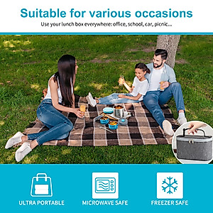 Lille Home Vacuum Insulated Lunch Box Set for Men & Women - Leak-Proof Bento Box, Meal Prep & Food Storage Containers, Lunch Bag, Portable Silverware Set(Blue)