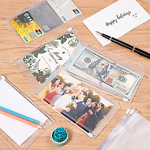 HAUTOCO 15PCS A6 6-Holes Binder Pockets Clear PVC Binder Envelopes Zipper Binder Pouches for A6 Notebook Binder, Waterproof Cash Budget Envelopes