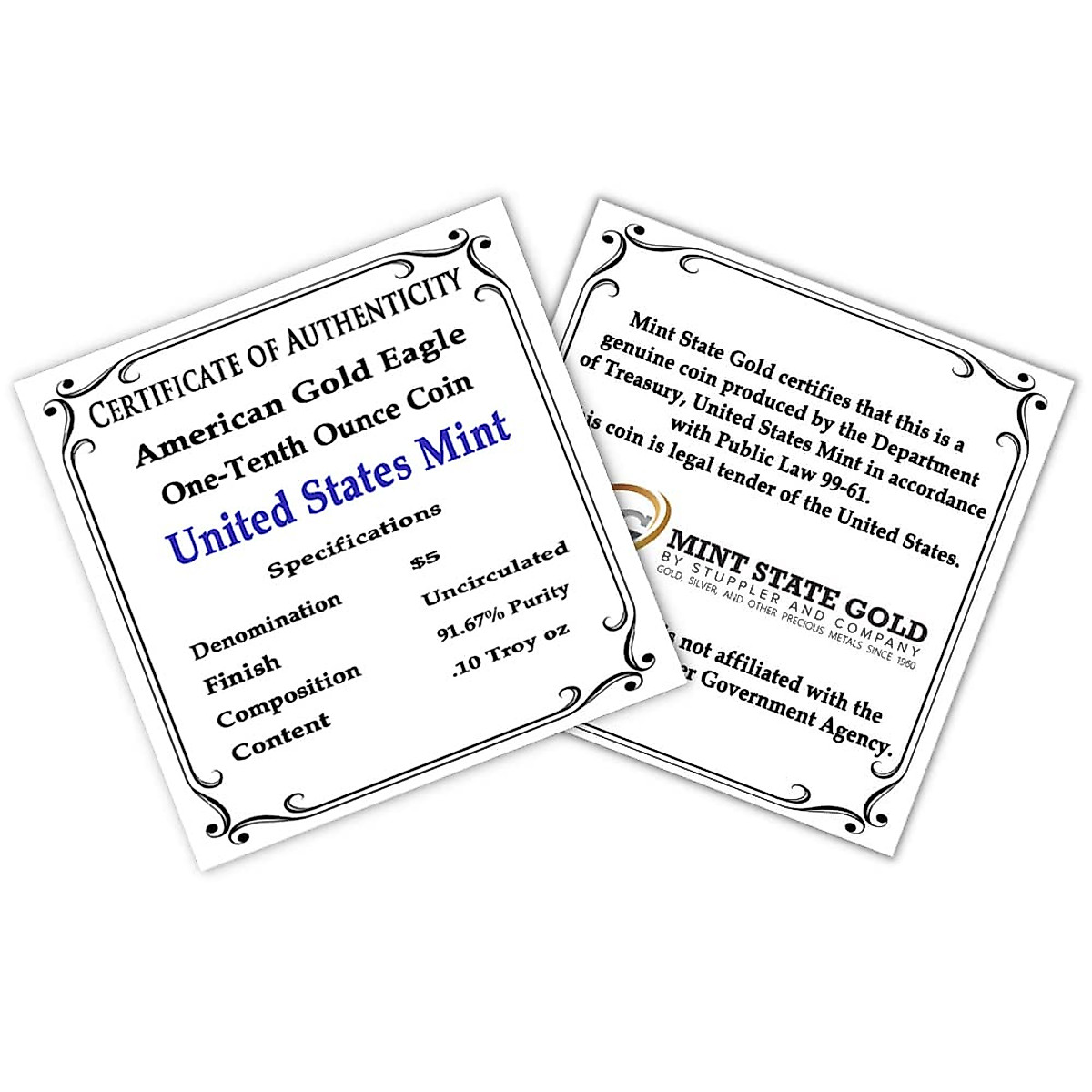 MINT STATE GOLD 2023 1/10 oz American Eagle Gold Bullion Coin Brilliant Uncirculated with Original United States Mint Box and a Certificate of Authenticity $5 Seller BU