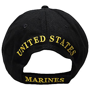 United States Marine Corps EGA The Few, The Proud Black Cotton Adjustable Embroidered Baseball Cap Hat - Officially Licensed