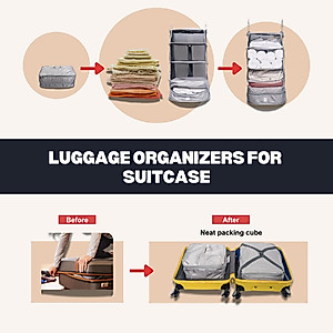 S3 THE BRAND Hanging Luggage Organizers for Suitcase - Collapsible Packing Cubes with Shelves Made for Easy Traveling, Great Organization System, Carry-on Luggage Closet - Large