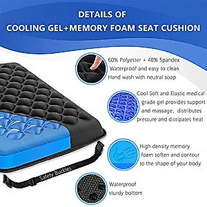 Memory Foam & Gel Cushion Multi-Layer Massage Orthopedic Seat Cushion Backrest for Office Chairs, Wheelchair, Mobility Scooters Lower Back Pain Relief Cooling Gel Cushion Large size 18.5"X16.5"X2.5"