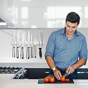 Magnetic Knife Holder, VanlonPro Stainless Steel Knife Magnetic Strip for Wall, Heavy Duty Magnet Strip for Knives, Magnetic Tool Organizer, Kitchen Utensil Holder, Easy Install Rack (20 Inch, Silver)