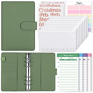 SKYDUE Budget Binder with 8pcs Zipper Envelopes,Money Organizer for Cash with 12pcs Expense Budget Sheets & 24 Rose Gold Sticky Labels,Budget Organizer for Cash