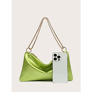 Verdusa Women's Satin Evening Handbag Shoulder Bag Purse Light Green one-size