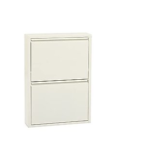 Alveon Flip Drawer Shoe Cabinet, Storage Organizer, Freestanding Shoe Rack, Wall Mounted No-Assembly (White, 2 Drawer)
