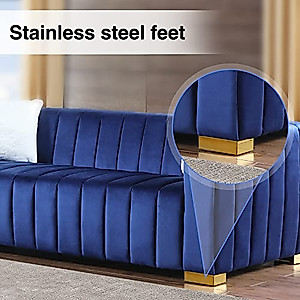 FCNEHLM Modern Velvet Sofa, 3 Seater Sofa for Living Room, Bedroom, Velvet Upholstered Sofa Couch with Stainless Steel Legs, 2 White Pillows Included