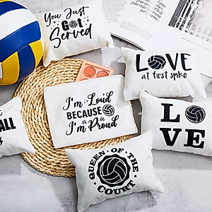 9 Pieces Volleyball Makeup Bags Canvas Cosmetic Bags with Words Volleyball Makeup Case Portable Travel Storage Case Volleyball Pouch Toiletry Bag with Zipper for Women Players Teams(White Base)