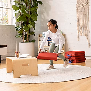 ECR4Kids SoftZone Floor Cushions, Square, Flexible Seating, Red, 6-Piece