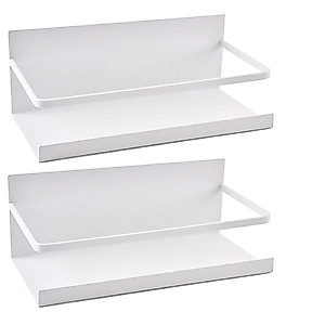 Kulmeo Magnetic Spice Rack Magnetic Shelf for Refrigerator Magnetic Fridge Spice Rack White 2 Pack