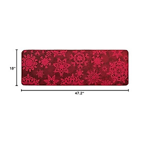 Libaoge Kitchen Mat Rug 1 PCS Christmas Snowflake Red Runner Rug Anti-Fatigue Comfort Memory Foam Standing Mat Non-Slip Floor Door Mat for Bathroom Bedroom 18x47in