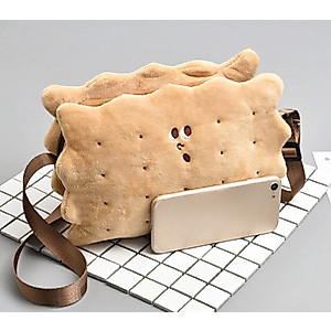 QZUnique Crossbody Bags Biscuit Shoulder Bag Plush Handbags Cute Cartoon Purse Warm Messenger Bags for Women