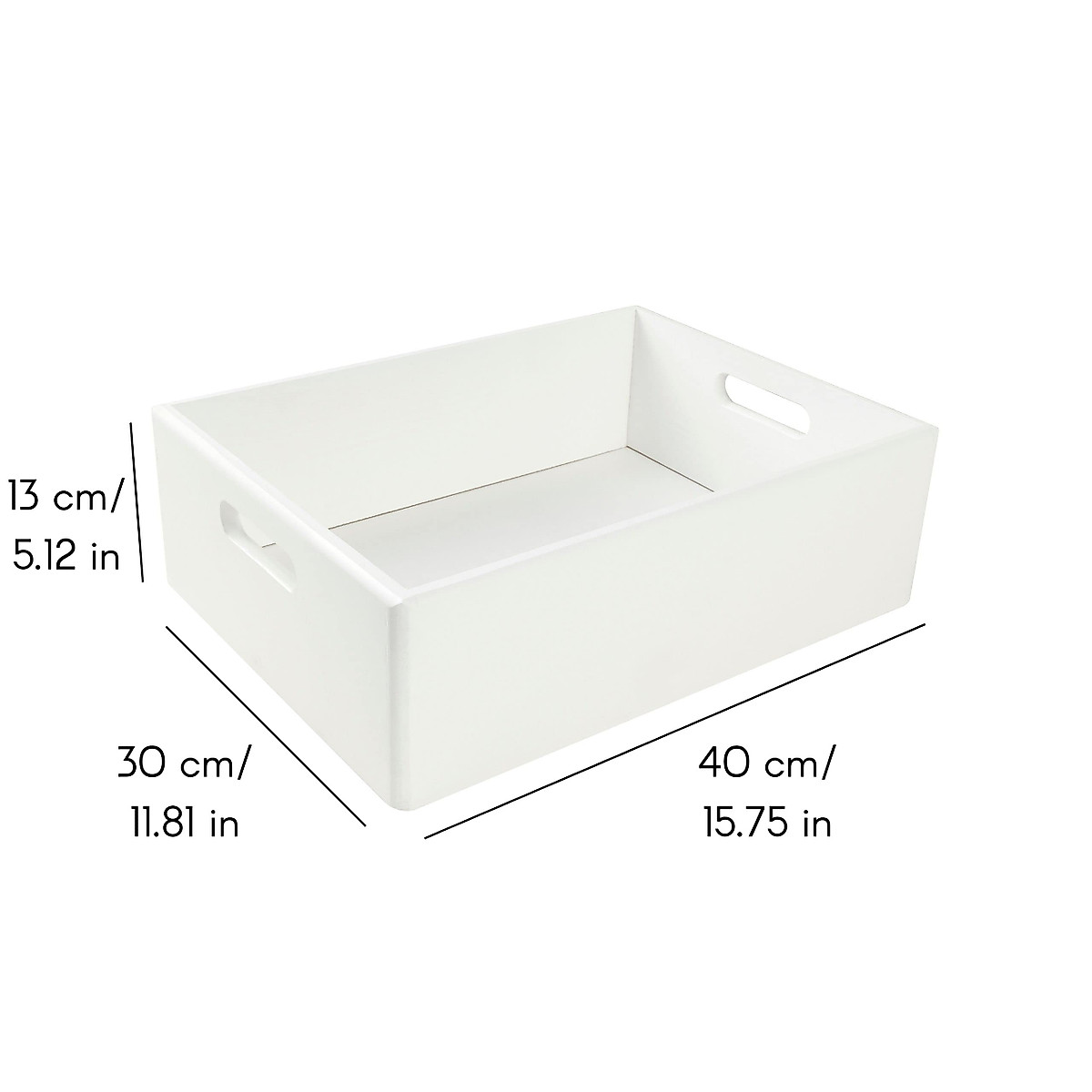 Creative Deco XL White Wooden Crate Nesting Crate Handles | 15.74x11.81x5.1in | Large Display Storage Box Multi-Craft Caddy Nesting Crate | Natural Wood Rustic Plain | Country Decor