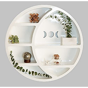 bUnusual High Gloss Heavy Duty White Moon Shelf for Crystals or Collectibles Large 16" Moon Shelf with Lacquer High Gloss Finish and Rounded Edges