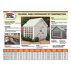 Little Cottage Co. 8x12 Colonial Gable Greenhouse - Wood DIY Kit for Garden, Backyard, Lawn