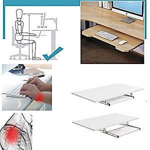 Computer Desk Keyboard Tray Shelf - Under Desk Sliding, Wooden Desk Extender Tray 54/60/70 cm, with Slide, Pull Out Keyboard Platforms Keyboard Drawer Height Adjustable