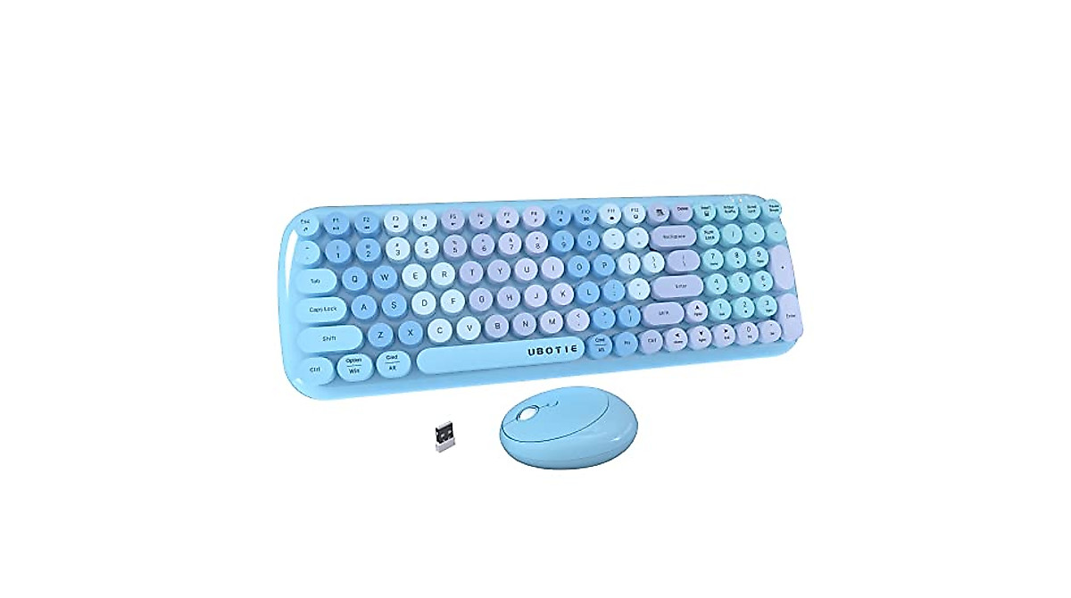 Wireless Keyboards and Mouse Combos, UBOTIE Colorful Gradient Rainbow ...