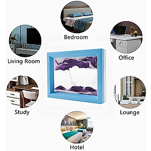 ANXUS Moving Sand Art Liquid Motion Bubble, Flowing Sand Art Picture, Desktop Art, Sensory Calming Fidget Desk Decor, Voted Best Gift! (Purple)