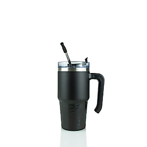 Hogg 20oz Grippy Tumbler with Removable Handle, Lid, and Stainless Steel Straw, DIY, Customizable, Double Wall Insulated Tumblers (Black Cheetah Bottom)