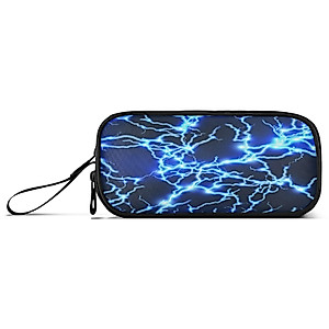Caikeny Pencil Case Lightning Bolt Pen Bag Light Blue Large Capacity Pencil Box Pen Pouch with Zipper Cosmetic Organizer for Kids Teens Adults